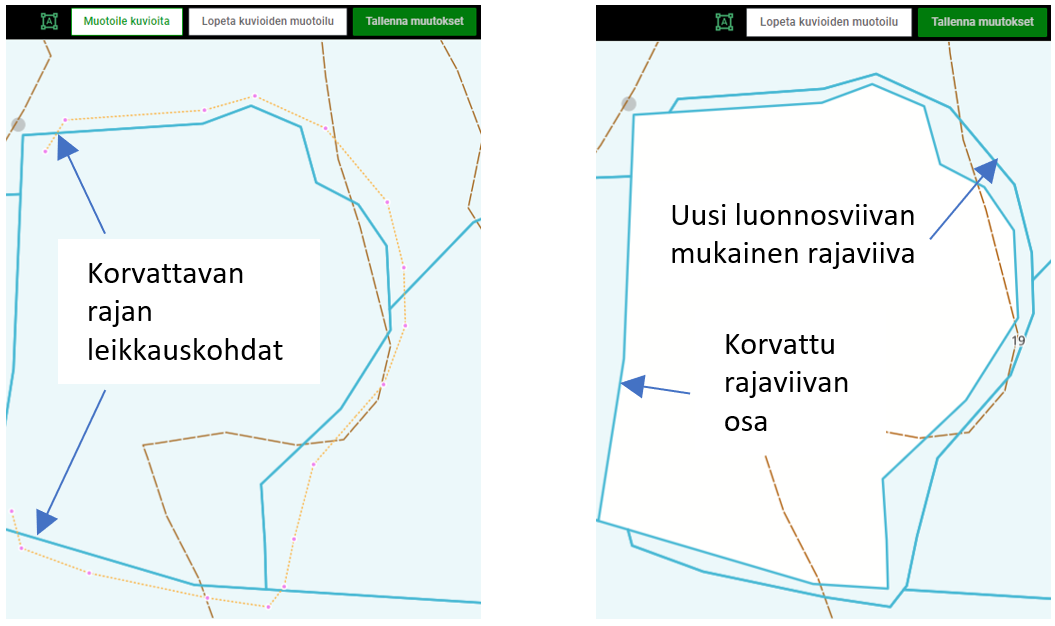 Kuviorajojen muotoilu luonnosviivalla – ForestKIT tuki